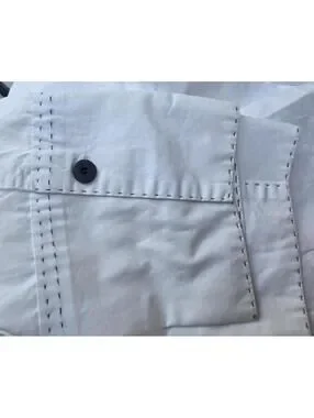 Tops | Zara Classic White Cotton Oversize Shirt With Navy Stitching ...